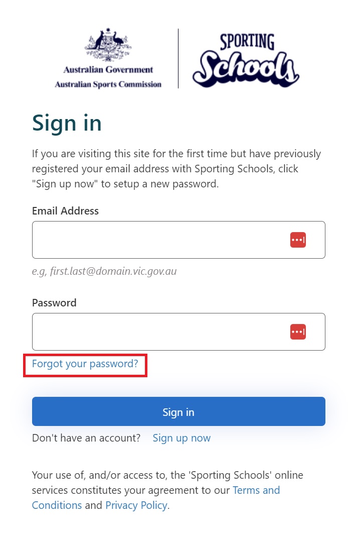 How to reset your password – Sporting Schools Help Centre