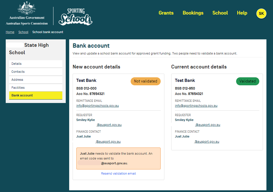 How do I check or update my school's bank details? – Sporting Schools Help Centre