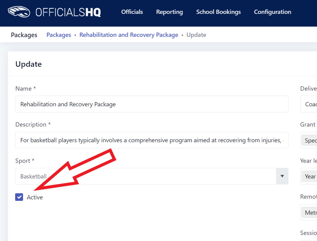 Creating a package – Sporting Schools Help Centre